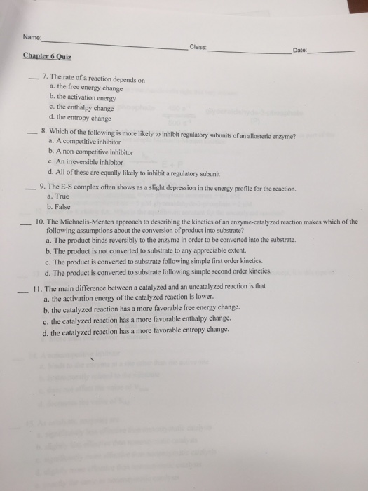 Solved Name: Chapter 6 Quiz Indicate the answer choice that | Chegg.com