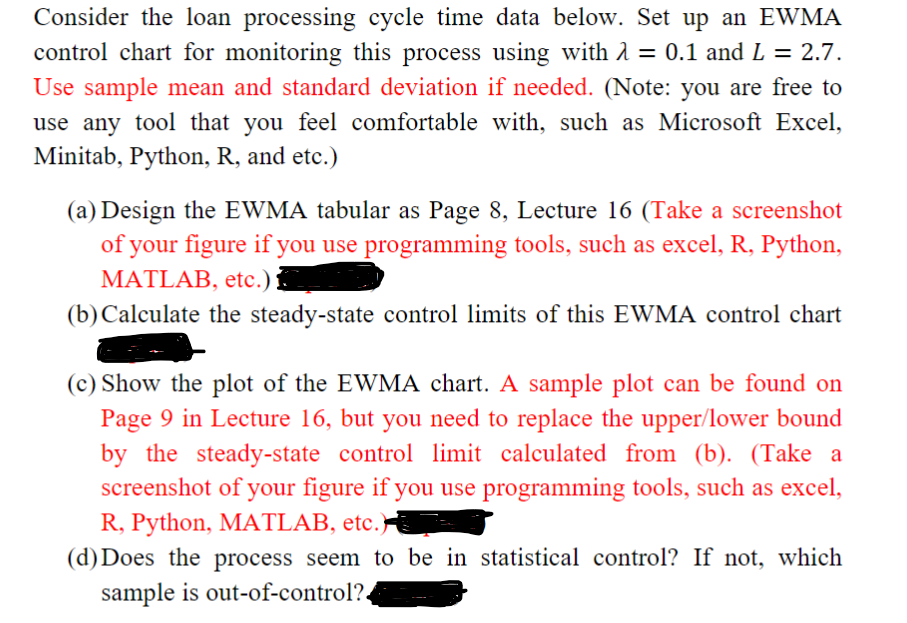 Solved Cycle Time Data for Exercise 8.15 Read the table from | Chegg.com