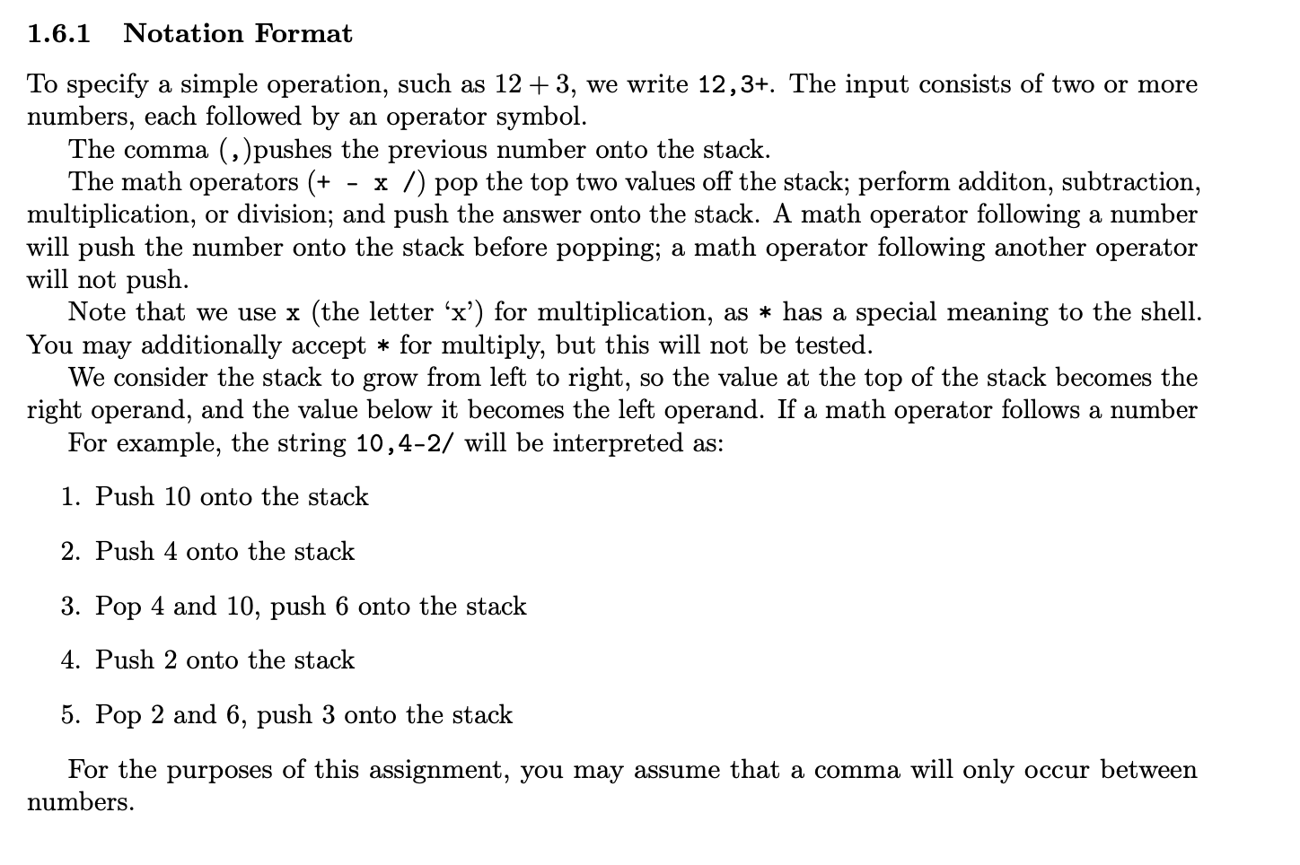 Solved 1.6 rpn: A simple calculator Write a program that | Chegg.com