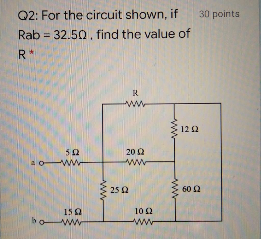 Solved 30 points Q2: For the circuit shown, if Rab = 32.5Ω, | Chegg.com