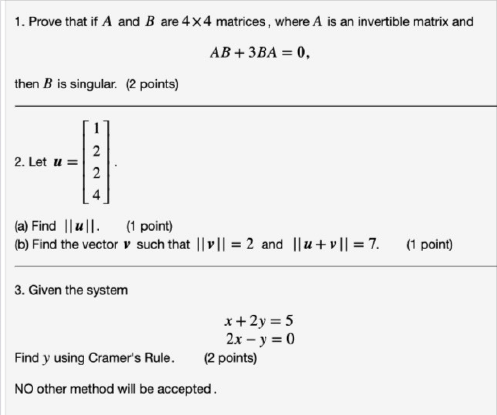 Solved 1. Prove that if A and B are 4x4 matrices, where A is | Chegg.com