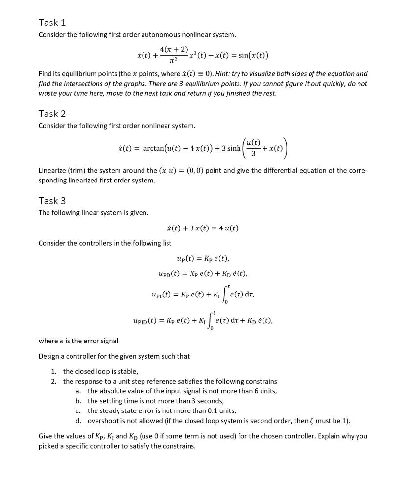 Solved Example 1. Consider the following first order system: | Chegg.com