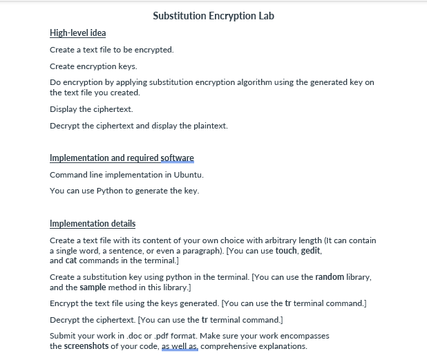 Solved Substitution Encryption LabHigh-level ideaCreate a | Chegg.com