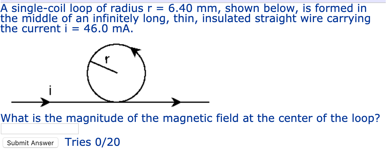 Solved A single-coil loop of radius r = 6.40 mm, shown | Chegg.com