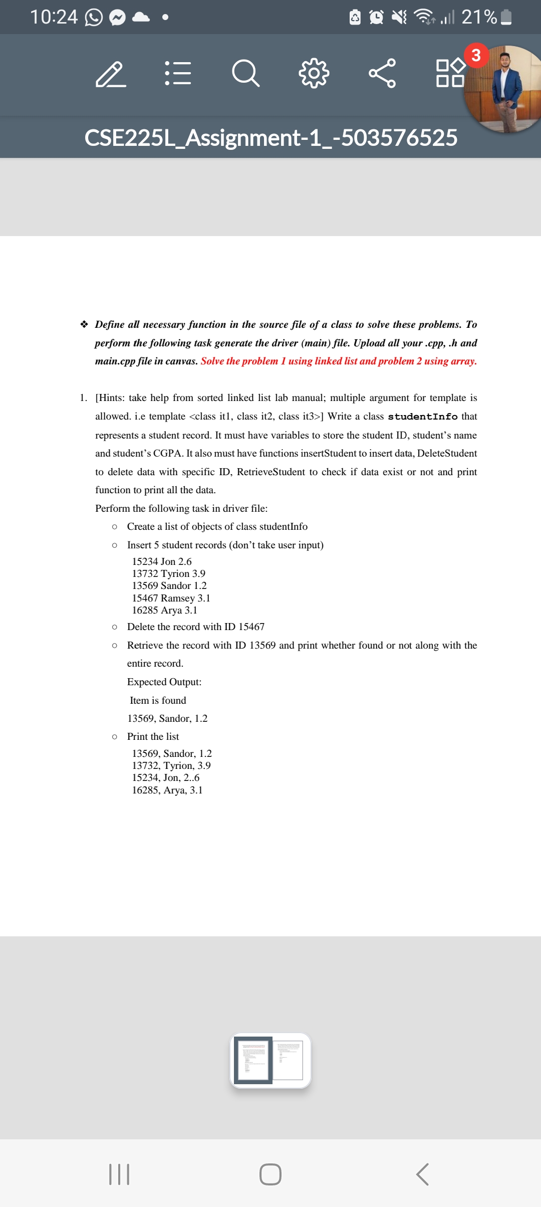 Solved 2. [Hints: take help from unsorted list (array) lab | Chegg.com