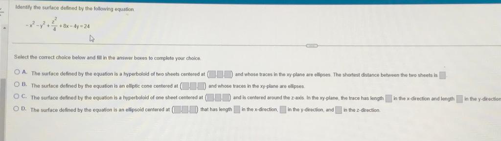 Solved Identify the surface defined by the following | Chegg.com