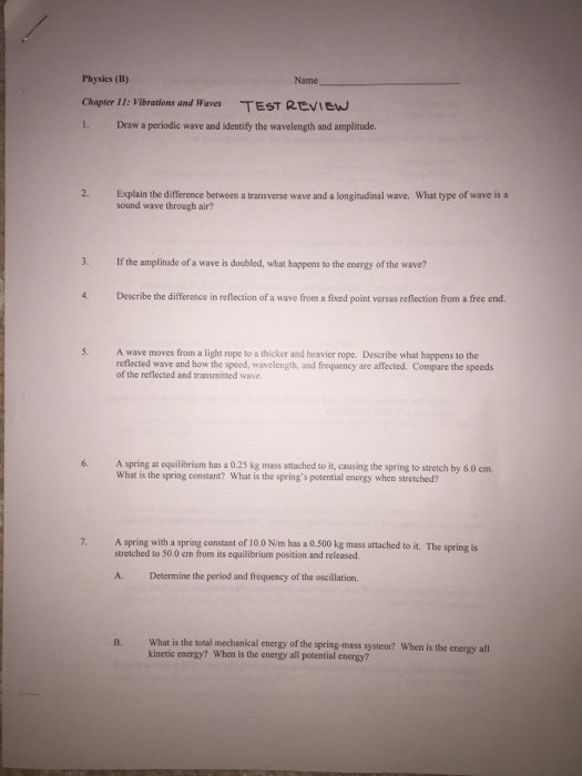 Solved Physics (B) Chapter 11: Vibrations and Waves TEST | Chegg.com
