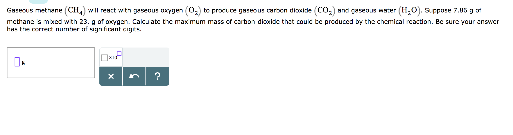 Solved Gaseous methane (CH4 will react with gaseous oxygen | Chegg.com