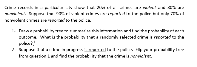 Solved Crime records in a particular city show that 20% of | Chegg.com