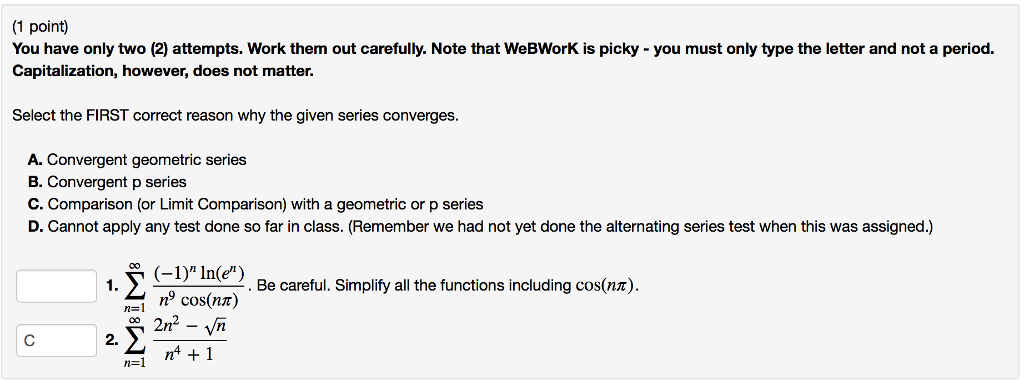 Solved (1 point You have only two (2) attempts. Work them | Chegg.com