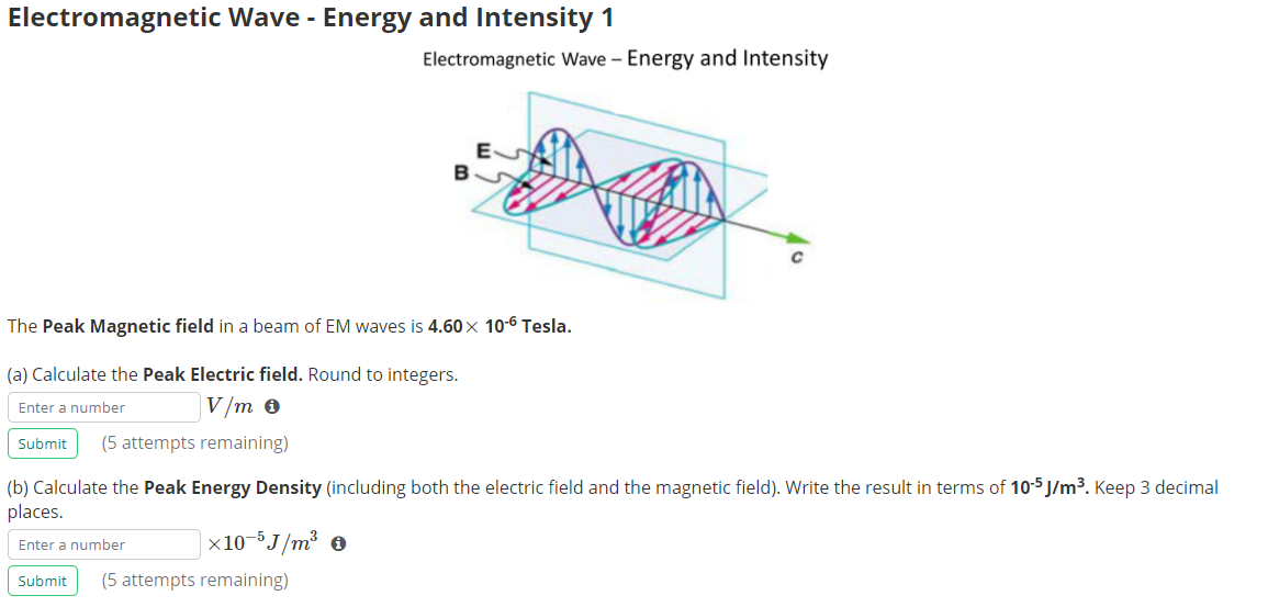 Solved Electromagnetic Wave - Energy and Intensity 1 | Chegg.com