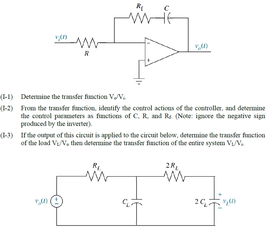 ANSWER ONLY (I-3). (I-1) ﻿Determine the transfer | Chegg.com