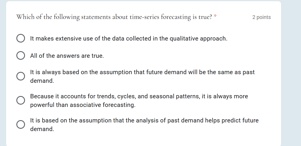 Solved 2 points Among the following choices, an operations | Chegg.com