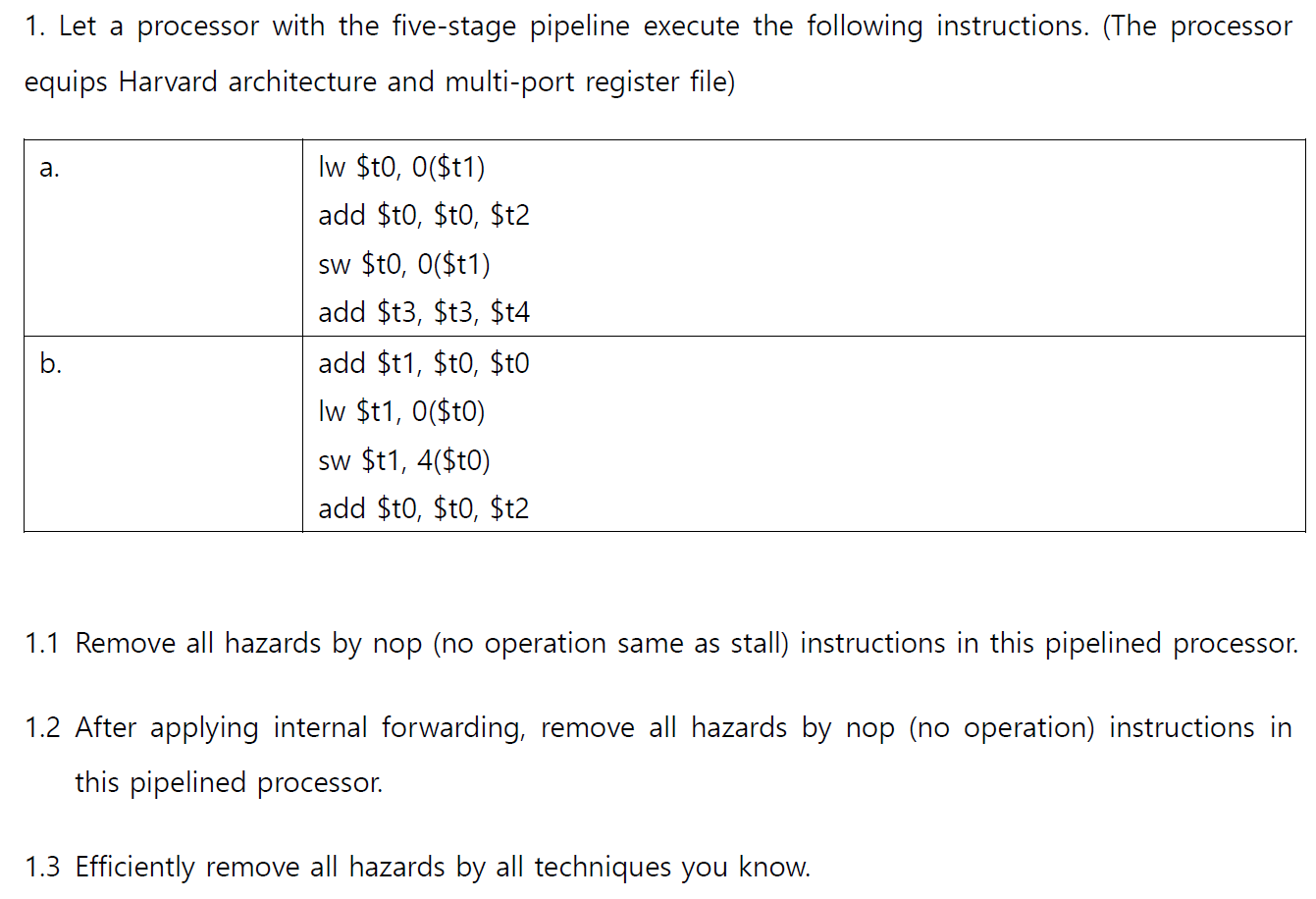 Solved 1. Let a processor with the five-stage pipeline | Chegg.com