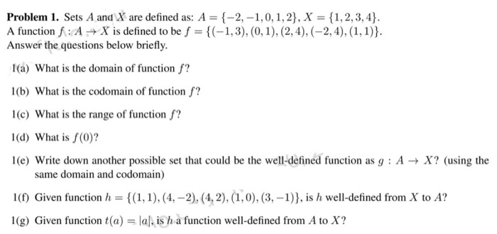 Solved Problem 1. Sets A and X are defined as: A A function | Chegg.com
