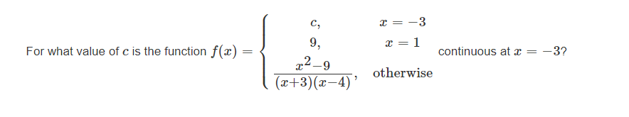 Solved For what value of c ﻿is the function | Chegg.com