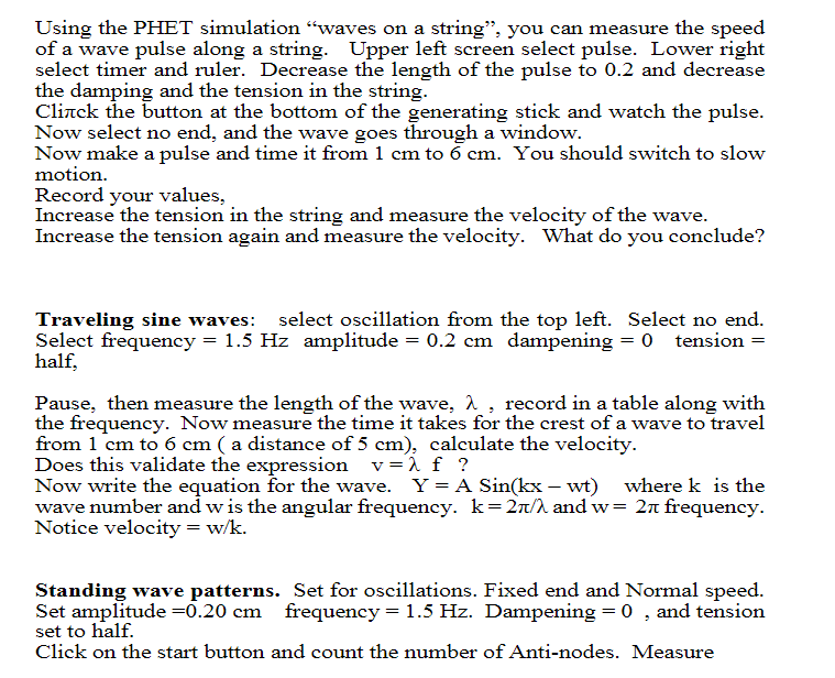 Using the PHET simulation "waves on a string", you | Chegg.com