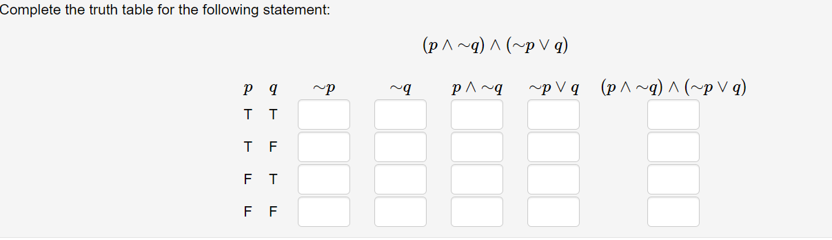 Solved Complete the truth table for the following statement: | Chegg.com
