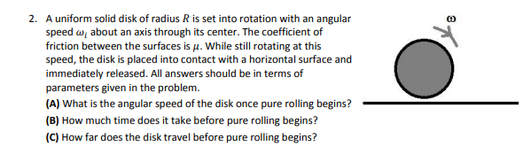 Solved A uniform solid disk of radius 𝑅 is set into | Chegg.com