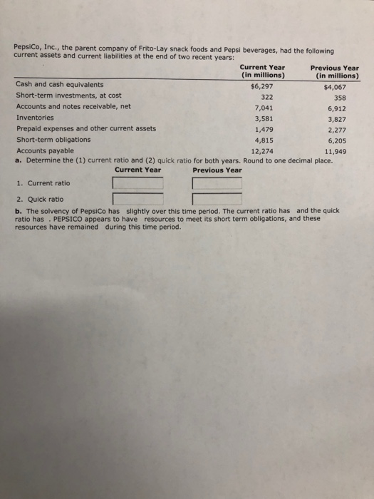 Solved PepsiCo, Inc., the parent company of Frito-Lay snack | Chegg.com