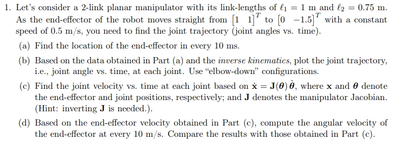 Solved 2. Repeat Problem 1 for a circular trajectory | Chegg.com