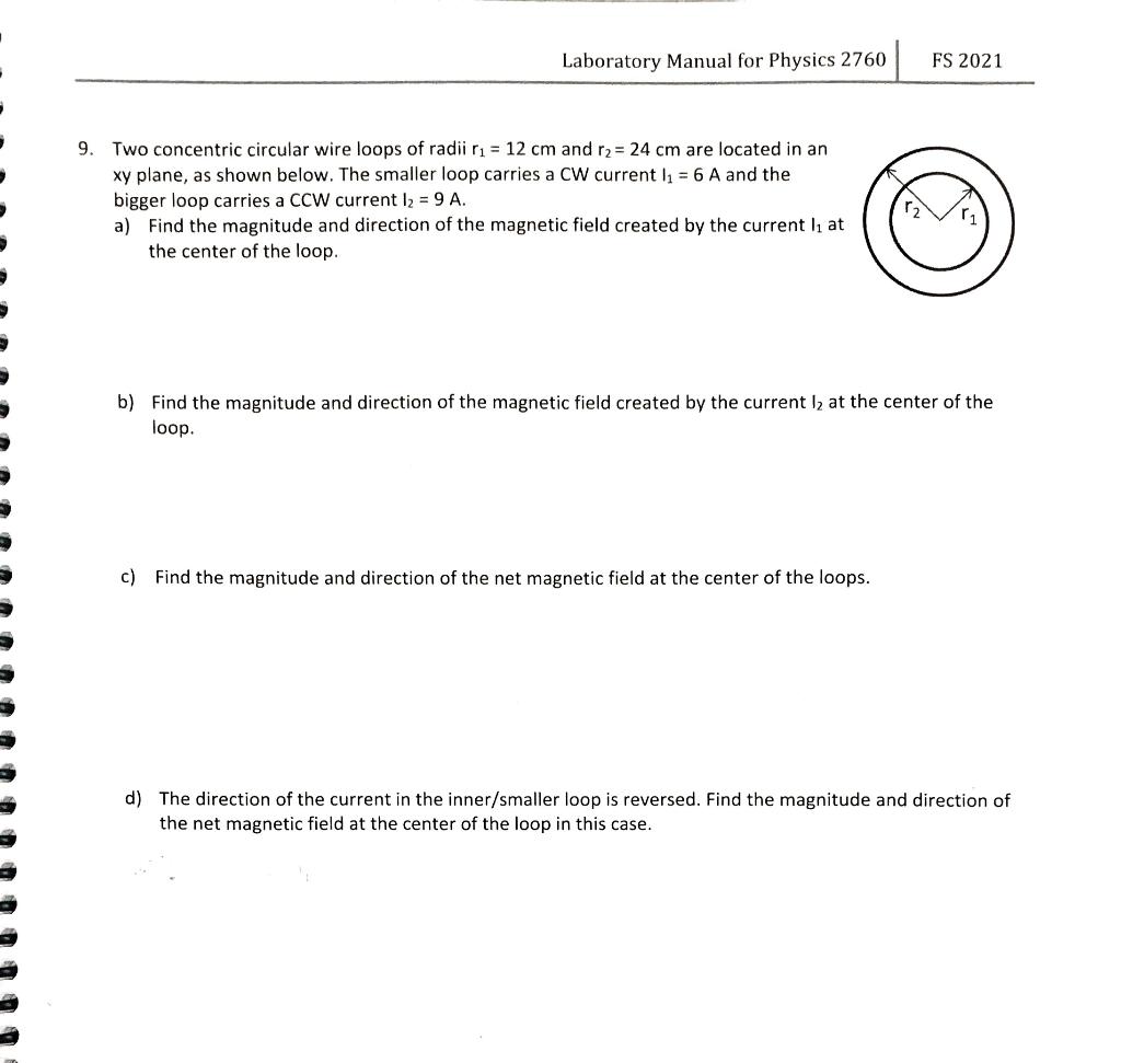 Solved Laboratory Manual for Physics 2760 FS 2021 9. Two | Chegg.com