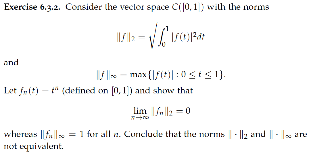 Solved Exercise 6.3.2. Consider the vector space C([0,1]) | Chegg.com