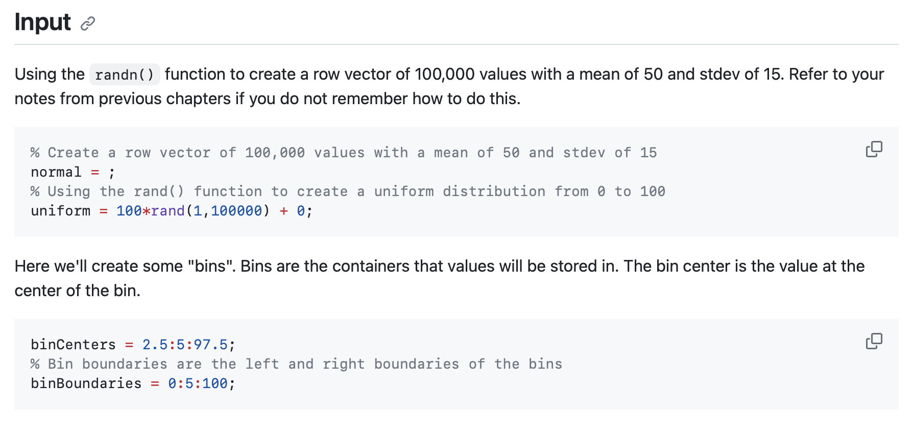 Solved Using The Randn Function To Create A Row Vector Of 