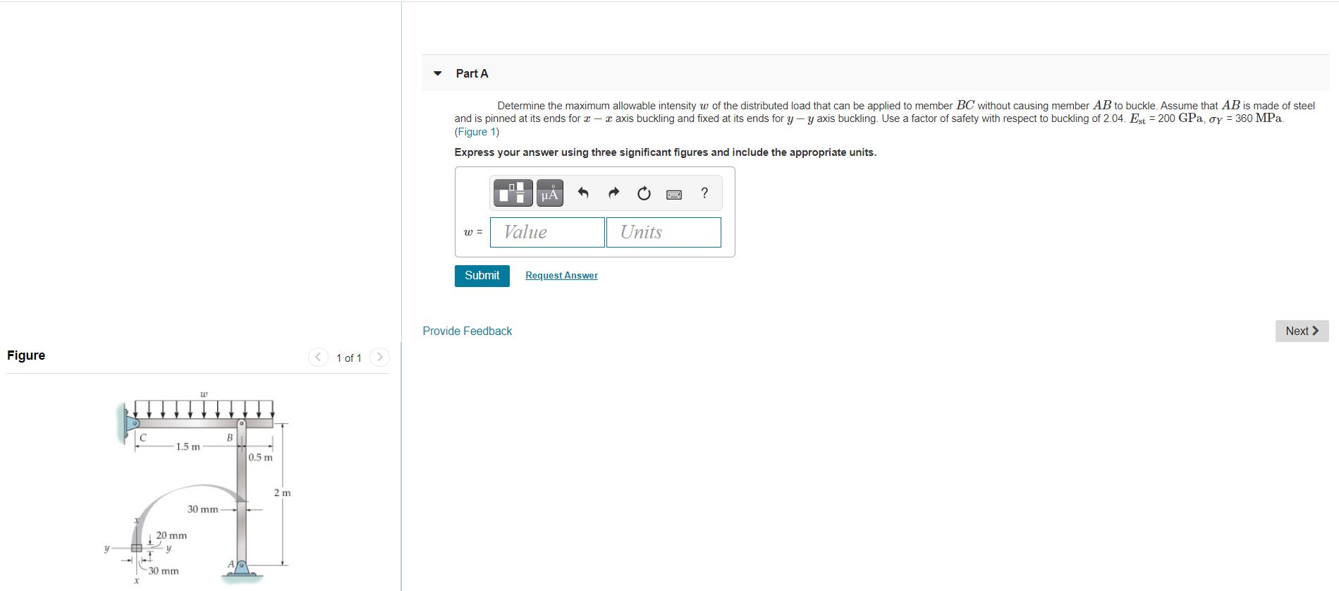 Solved Part A Determine the maximum allowable intensity w of | Chegg.com