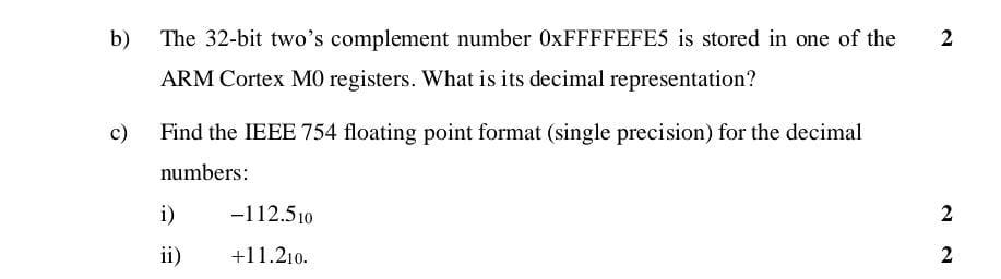 Solved b) 2 The 32-bit two's complement number 0xFFFFEFE5 is | Chegg.com