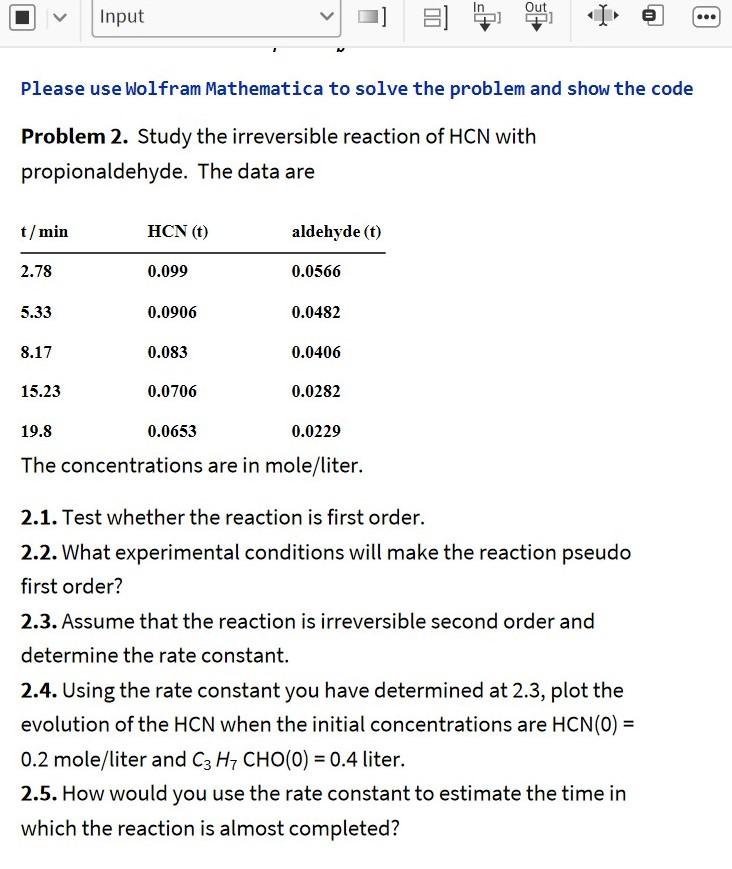 Solved Please Use Wolfram Mathematica To Solve The Problem 