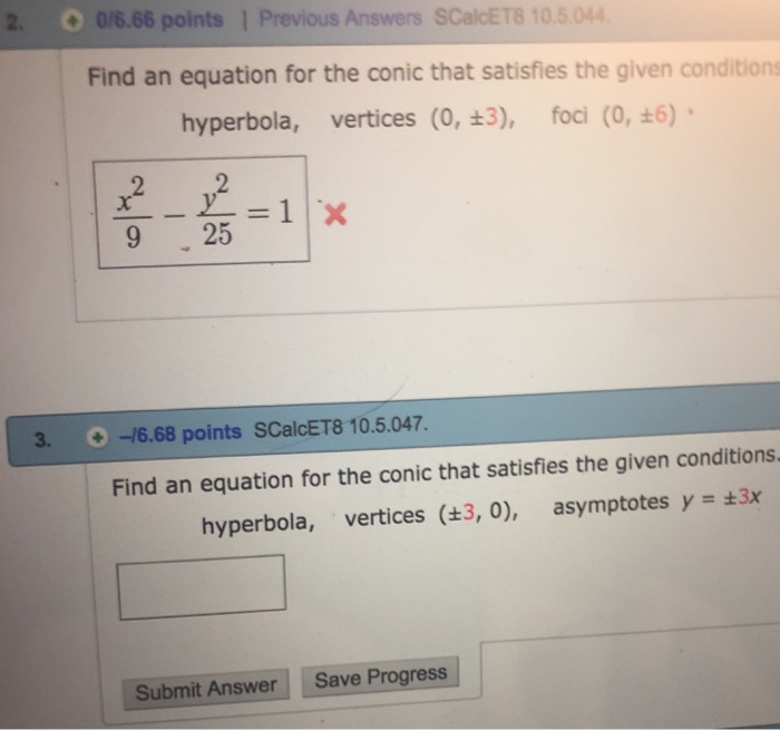 Solved 2. 0/6.66 points 1 Previous Answers SCalcET8 10.5.044 | Chegg.com