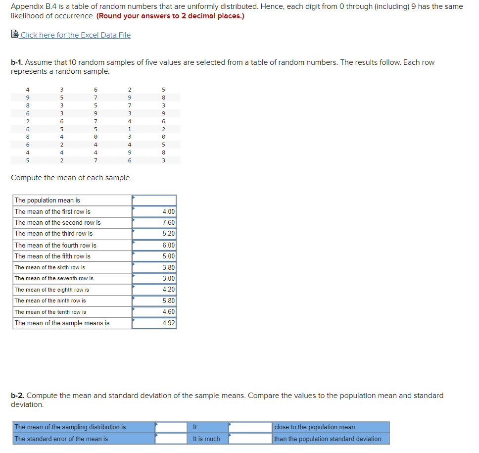 Solved Appendix B. 4 ﻿is a table of random numbers that are | Chegg.com
