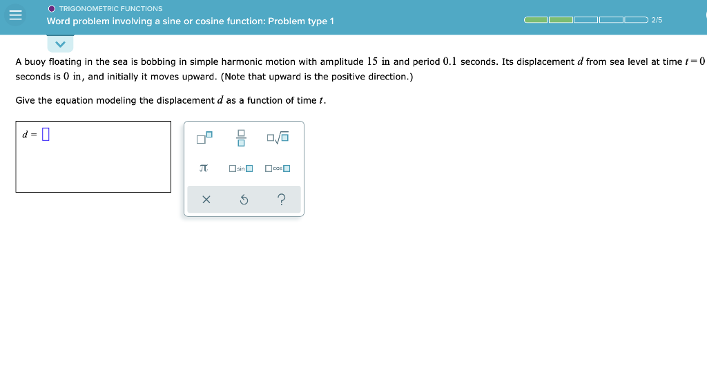 Solved O TRIGONOMETRIC FUNCTIONS c Word problem involving a | Chegg.com