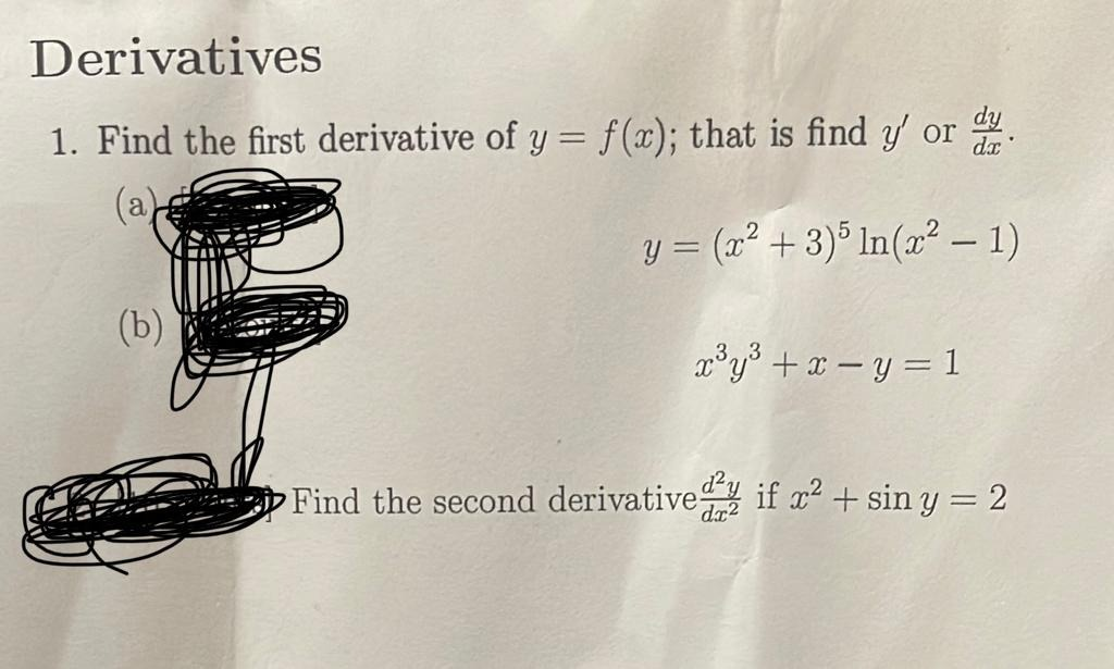 Solved 1. Find the first derivative of y=f(x); that is find | Chegg.com