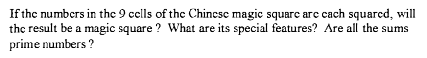 Solved If the numbers in the 9 cells of the Chinese magic | Chegg.com