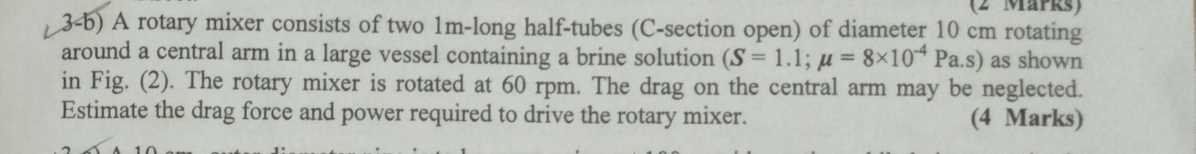 Solved Half - tubes Rotary Mixer له -Central arm- 1 m dalm | Chegg.com