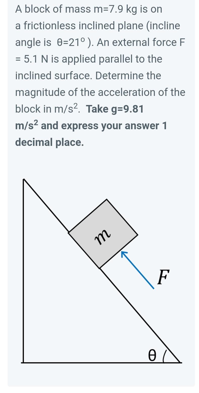 Solved A block of mass m=7.9 kg is on a frictionless | Chegg.com