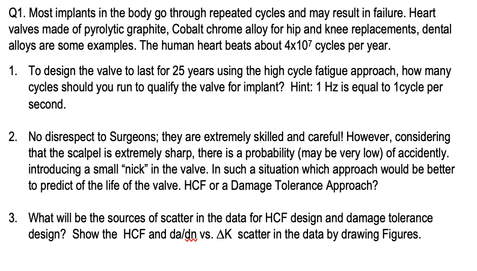 Solved Q1. Most implants in the body go through repeated | Chegg.com