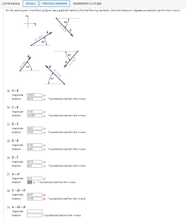 Solved · [12/16 Points] DETAILS PREVIOUS ANSWERS OSUNIPHYS1 | Chegg.com