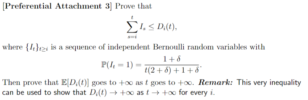 Solved [Preferential Attachment 3] ﻿Prove | Chegg.com