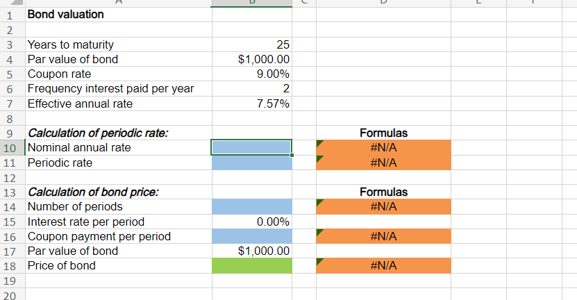 Solved Excel Online Structured Activity: Bond valuation | Chegg.com