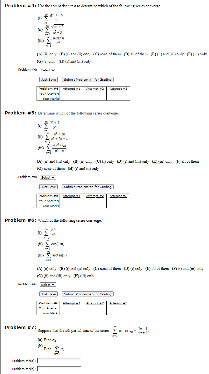 Solved Problem #4: Use the comparison test to determine | Chegg.com