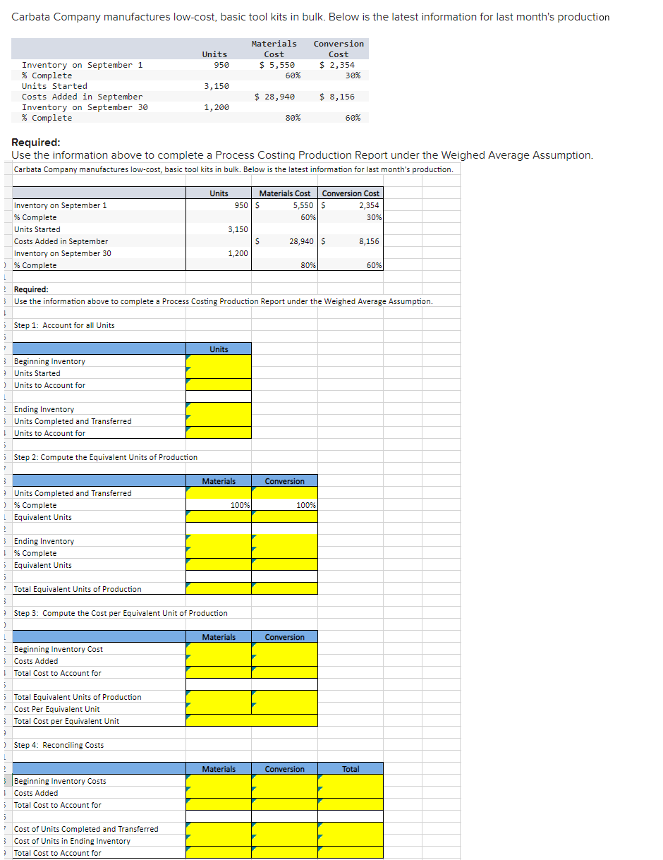 Solved Create a spreadsheet and fill out the highlighted | Chegg.com
