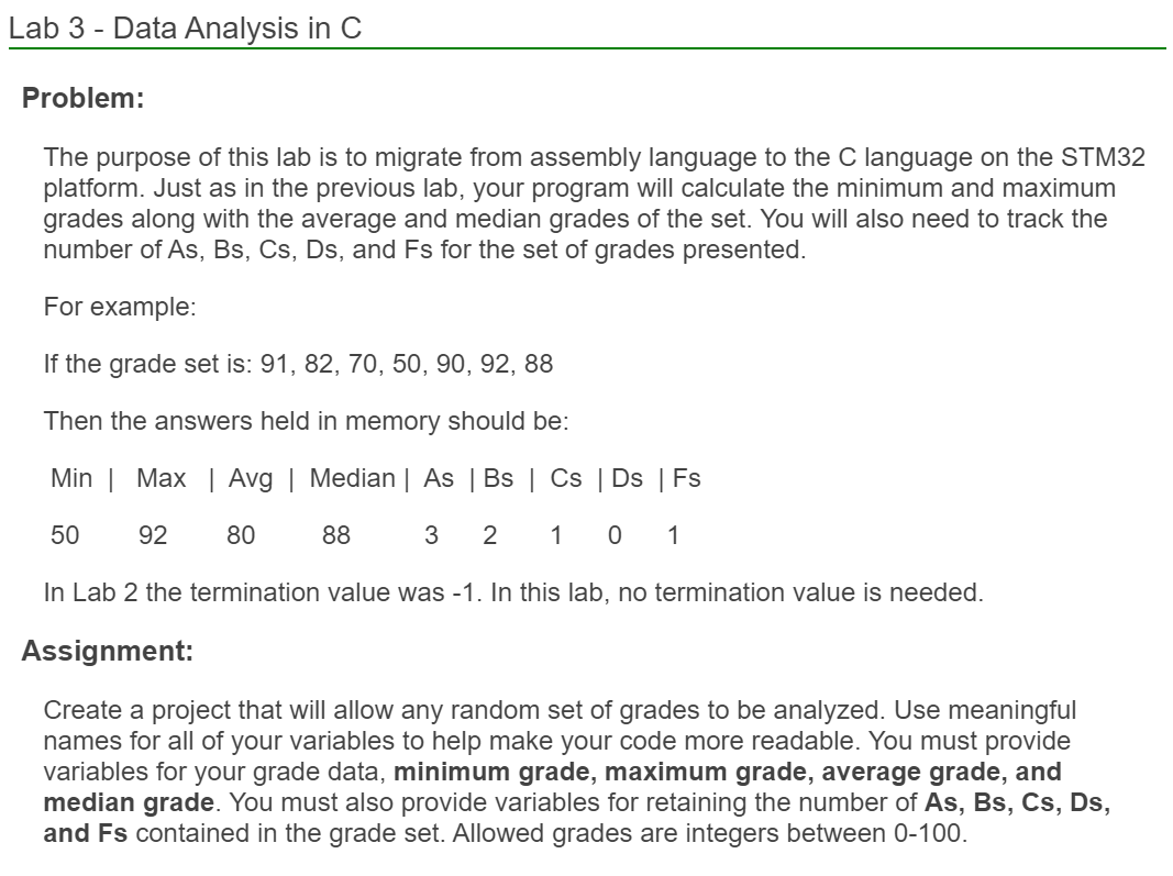 Solved Lab 3 Data Analysis In C Problem The Purpose Of 0172