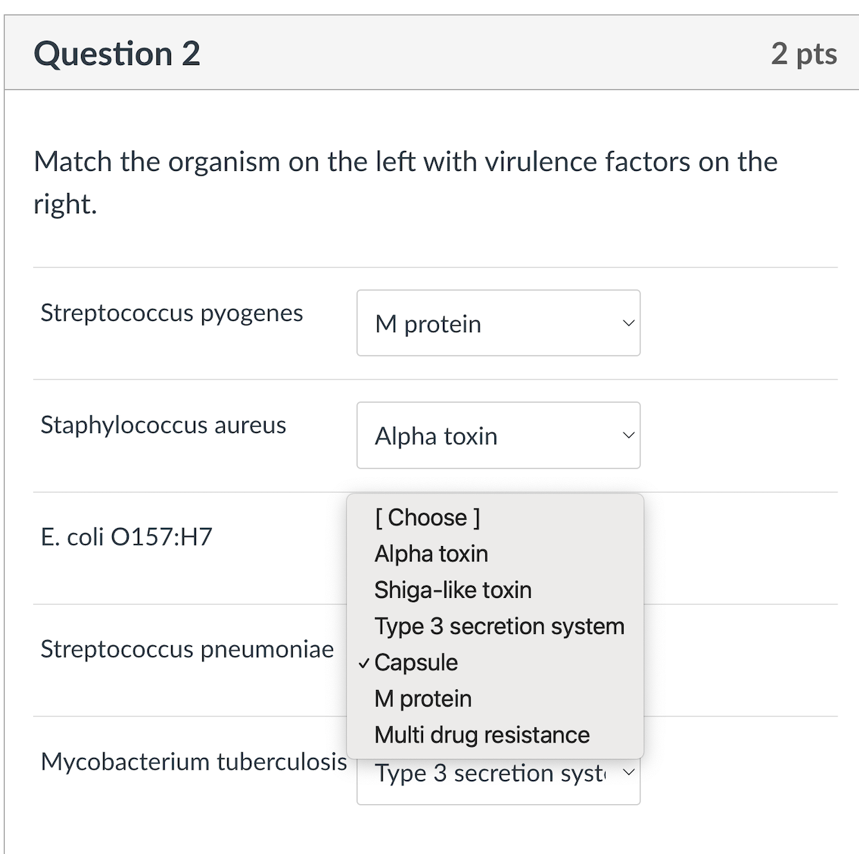 Solved Question 2Match the organism on the left with | Chegg.com