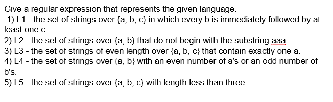 Solved Give a regular expression that represents the given | Chegg.com