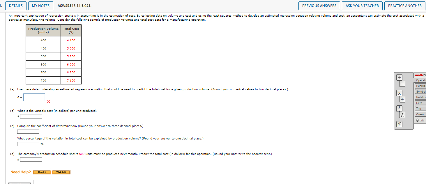 Solved particular manufacturing volume. Consider the | Chegg.com