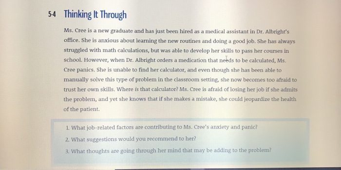 Solved Thinking It Through 54 Ms. Cree is a new graduate and | Chegg.com