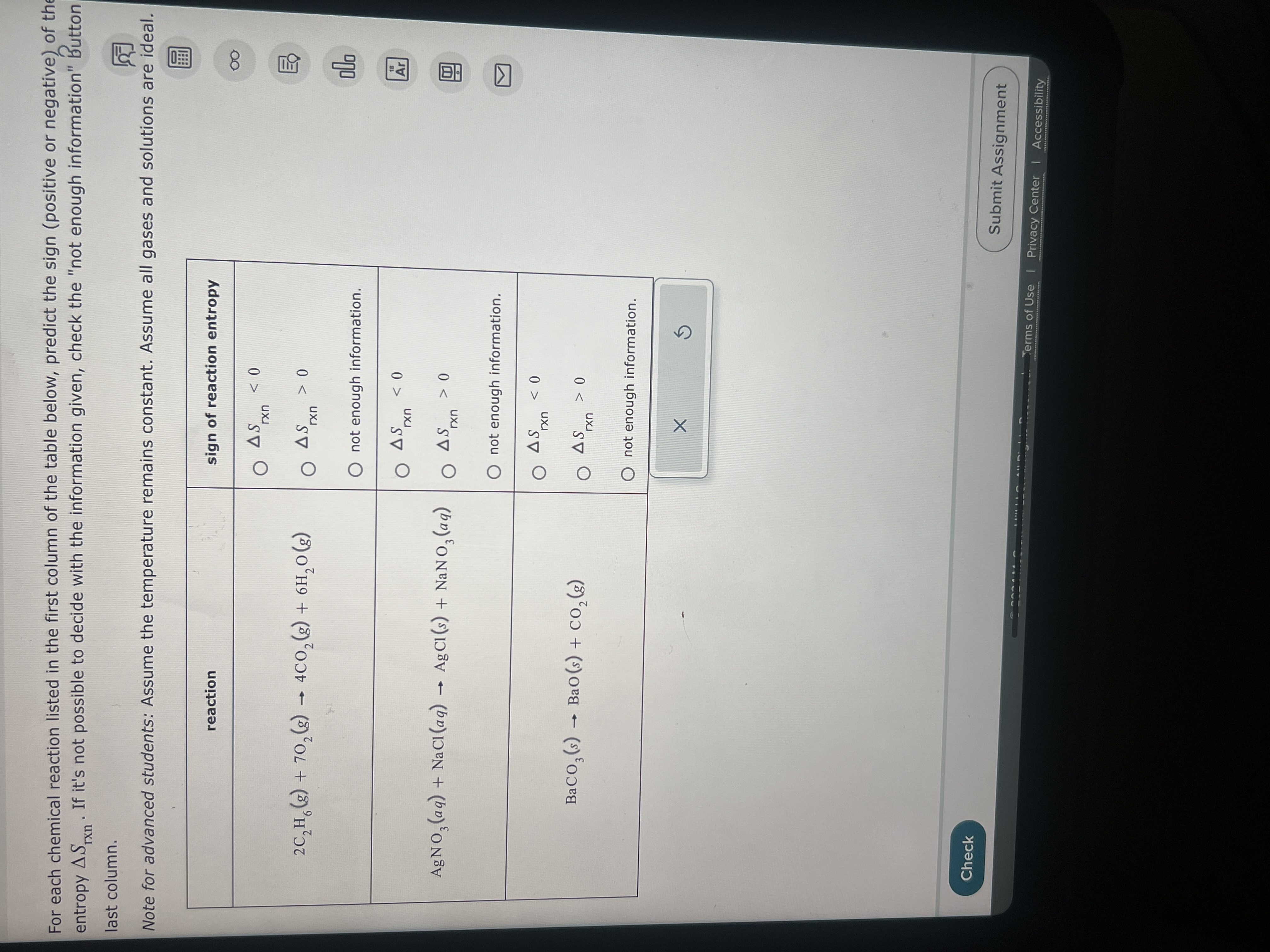 Solved For each chemical reaction listed in the first column | Chegg.com